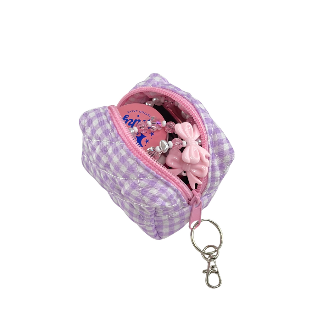 Euphoria Micro Keychain - Purple Gingham Print Quilted Keychain ...