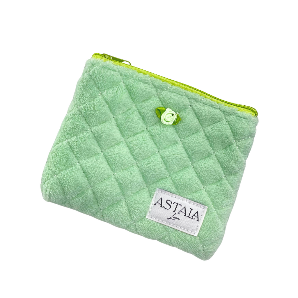 Mint Pouch | Mint Fuzz + Green Gingham Quilted Pouch – Astala Luna