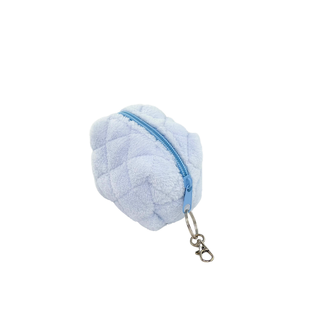 Skye Micro Keychain | Pastel Blue Fuzz + Gingham Quilted Micro Keychain ...