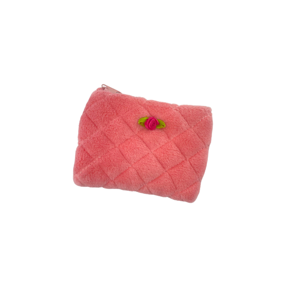 Coral Wallet | Coral Fuzz + Pink Gingham Quilted Wallet – Astala Luna