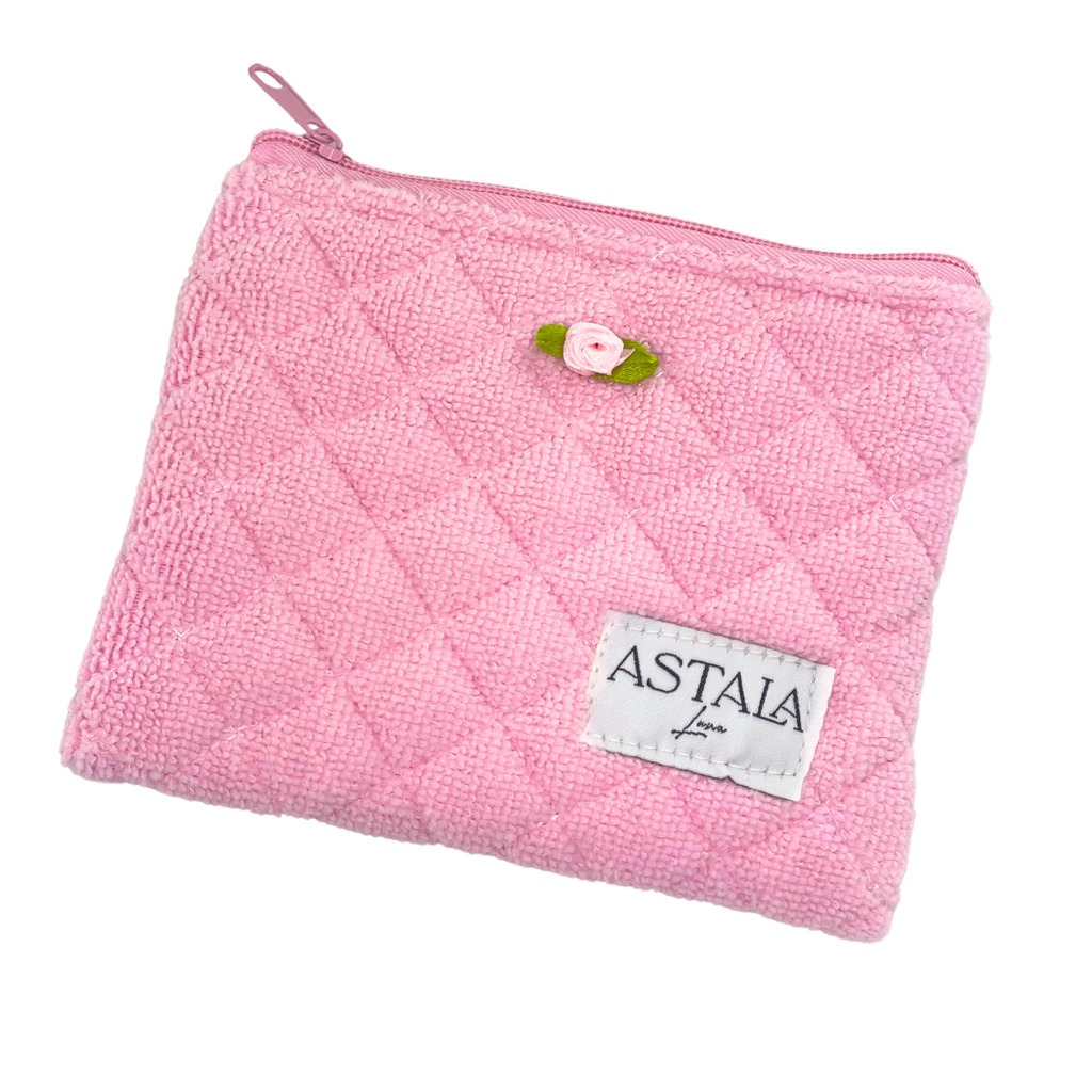 Aura Pouch - Pink Terry + Gingham Quilted Pouch – Astala Luna