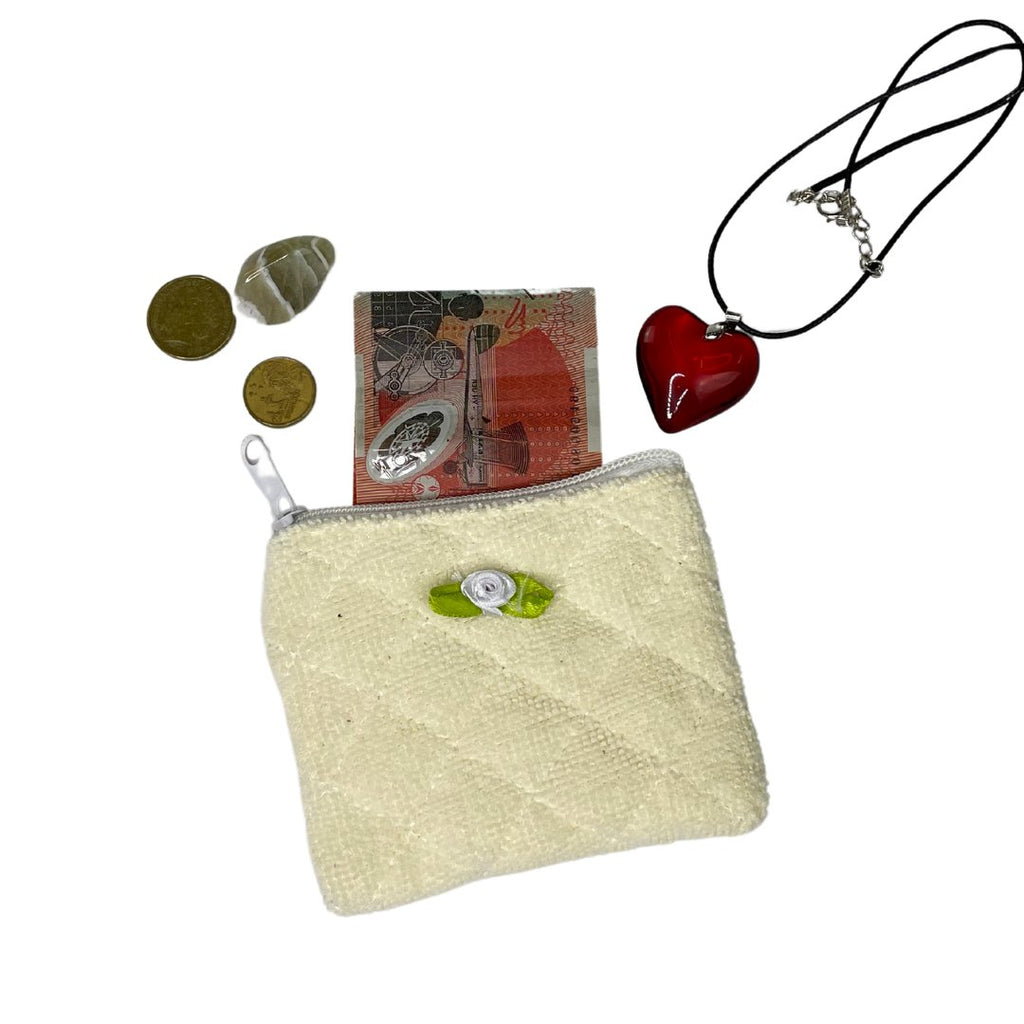 Luna Wallet | Cream Quilted Terry + Gingham Wallet – Astala Luna