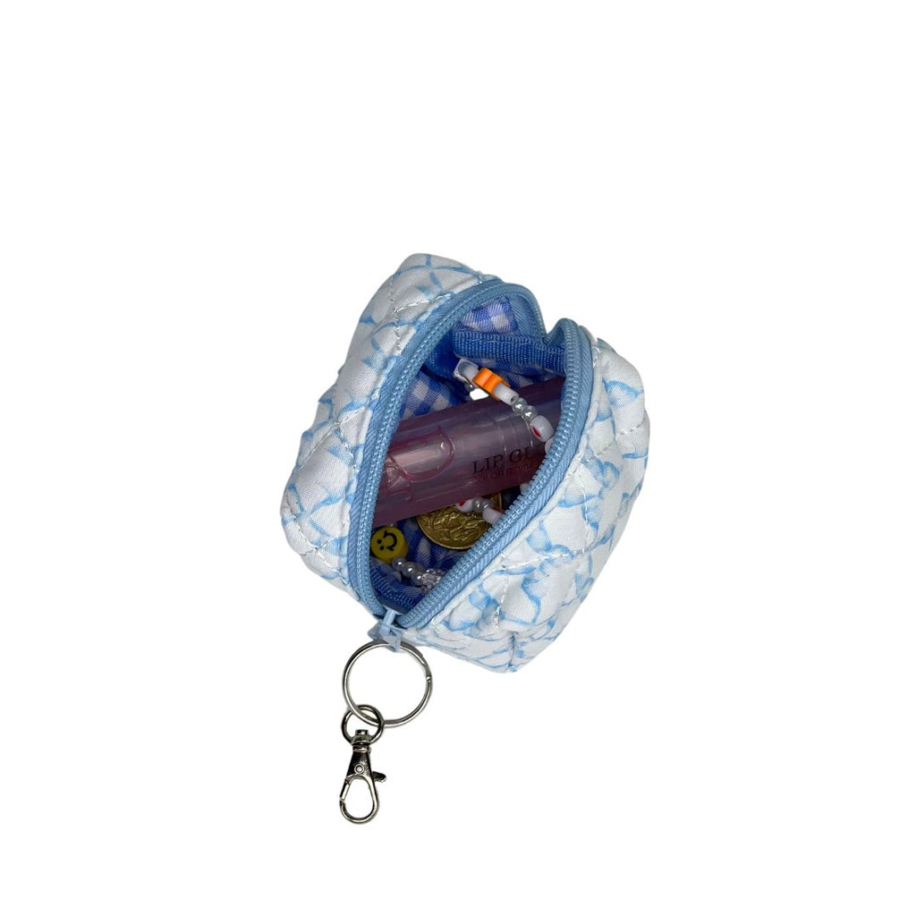 Beau Micro Keychain - Blue Bow Print Quilted Keychain – Astala Luna