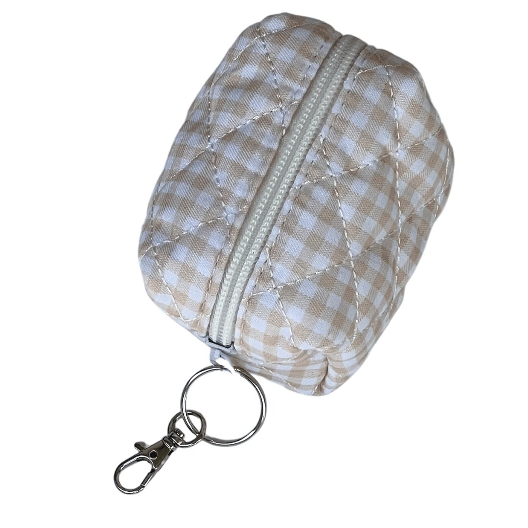 Celestial Micro Keychain | Beige Gingham + Fuzz Quilted Micro Keychain