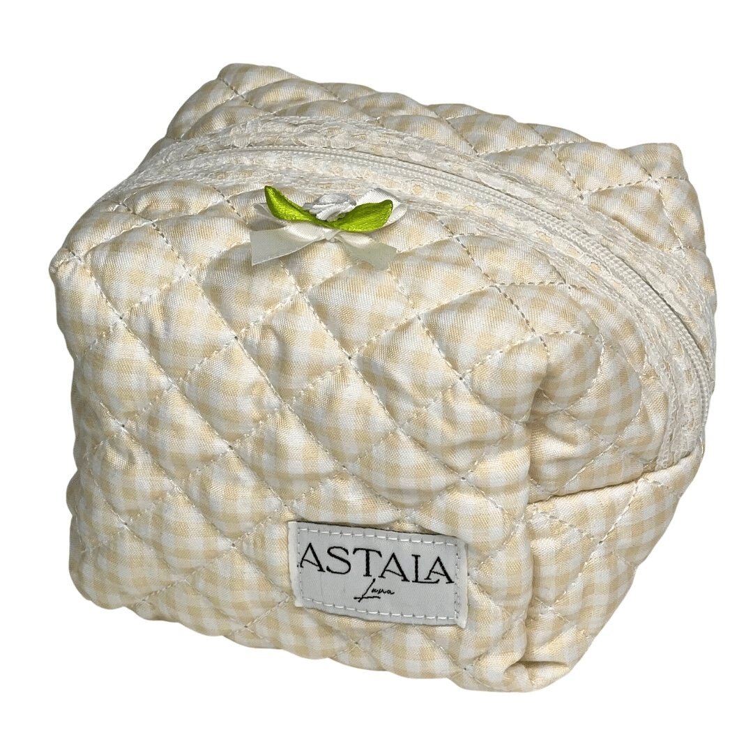 Coquette Celestial Mini | Beige Gingham + Terry Quilted Bag | Make Up ...