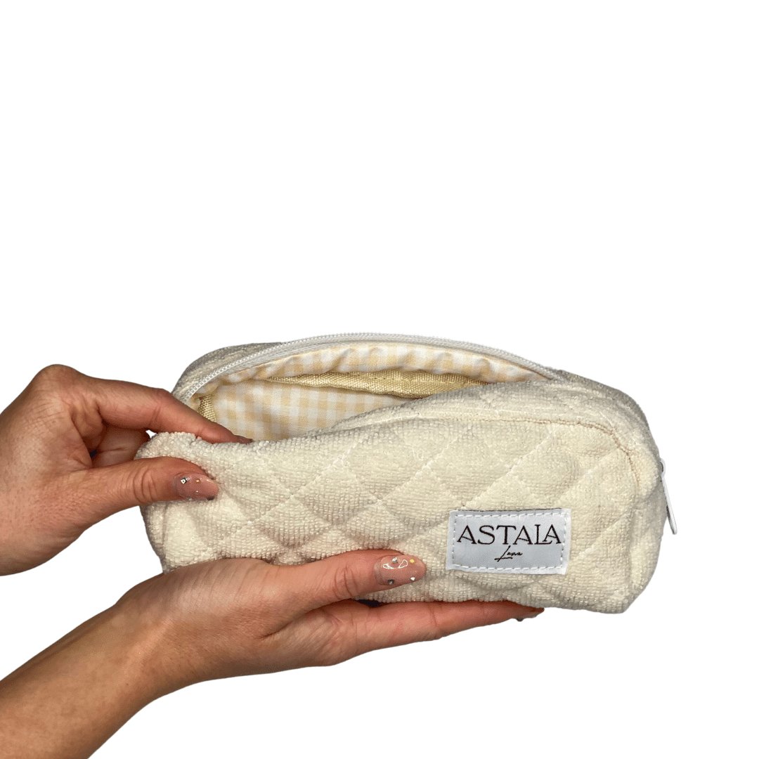 Luna Mini Case | Cream Quilted Terry + Gingham Quilted Mini Case ...
